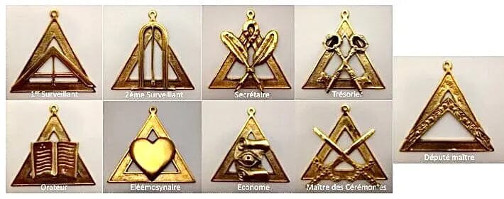 Set 9 Directoire Officers Collar Jewels - Rectified Scottish Rite – Nos ...