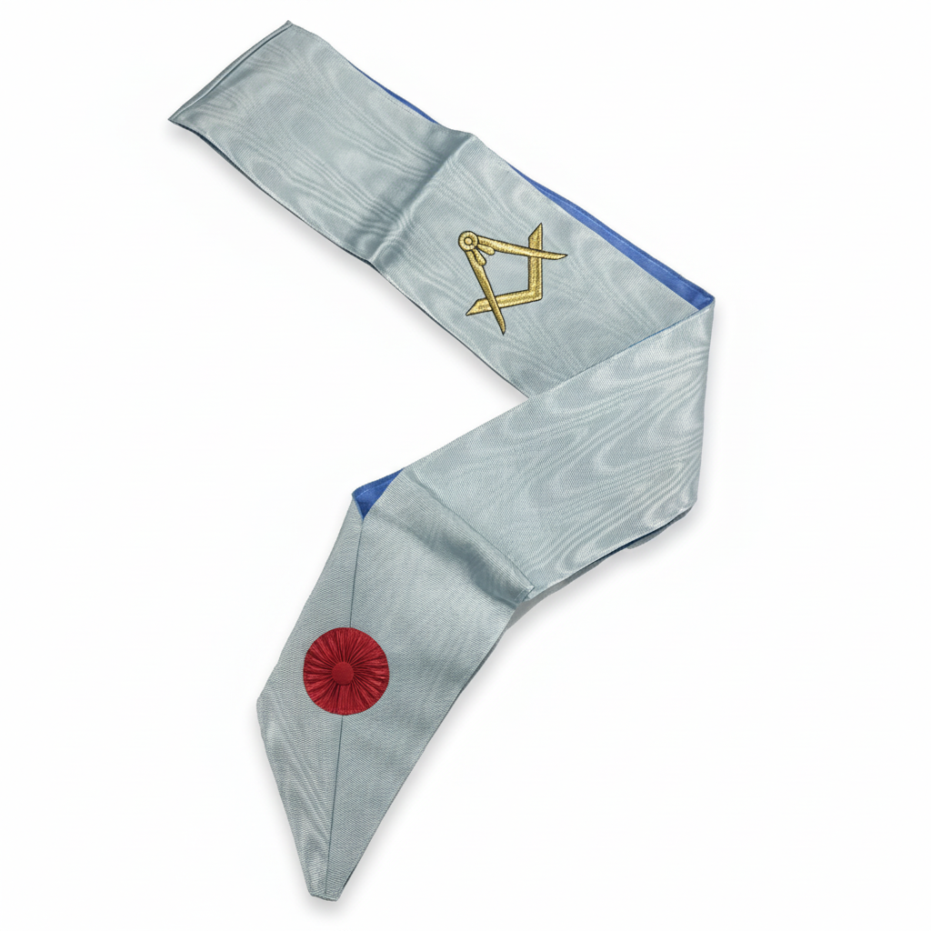 Master Mason Sash. Square & Compass/Rosette. Natural Silk - French Rit ...