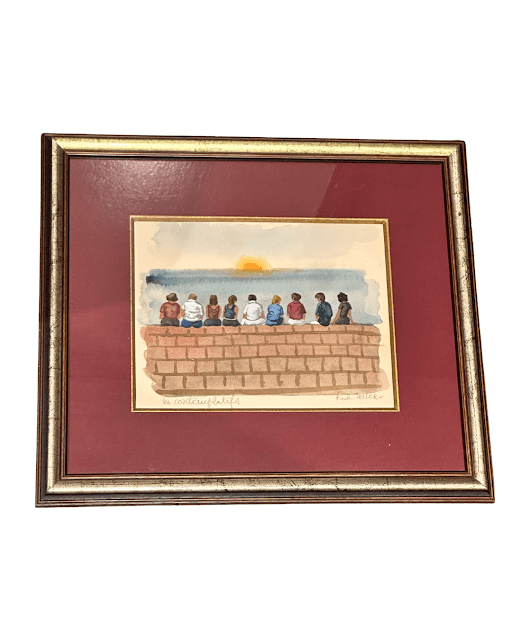 Aquarelle Fred ZELLER (1912 - 2003) - Les contemplatifs – Nos Colonnes